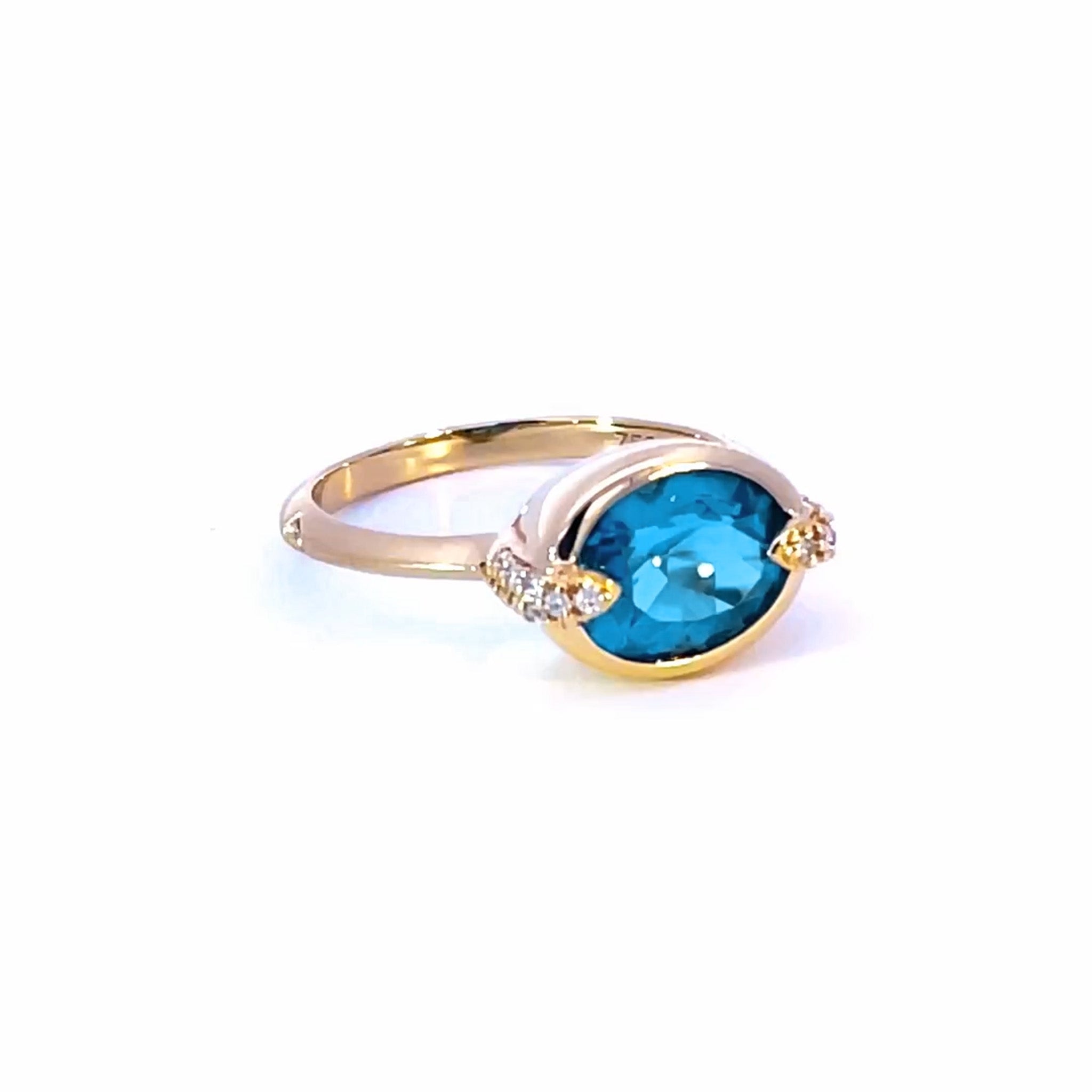 Points North Oval Blue Topaz & Diamond Ring | Monica Rich Kosann