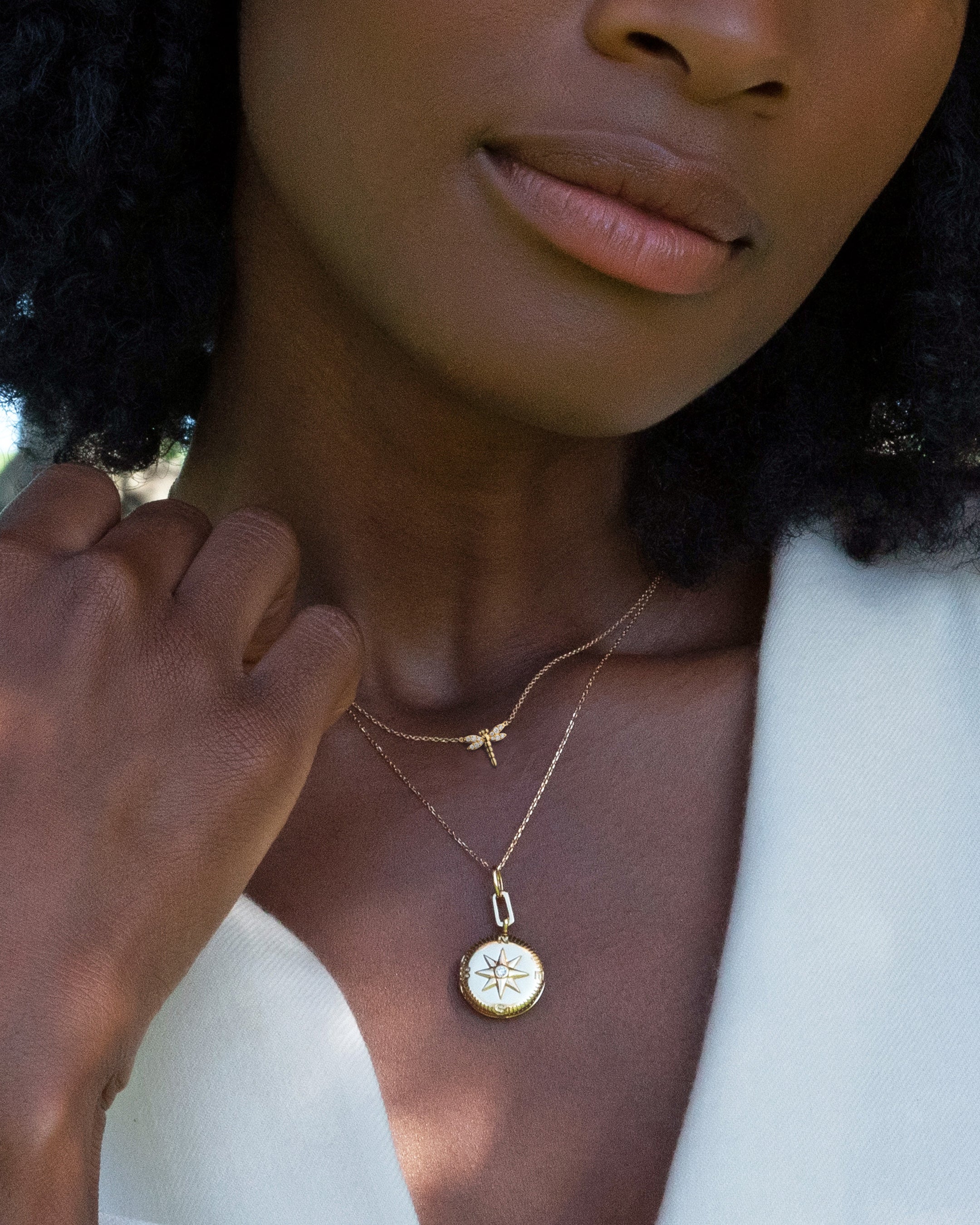 18K Gold Compass Locket Necklace | Monica Rich Kosann