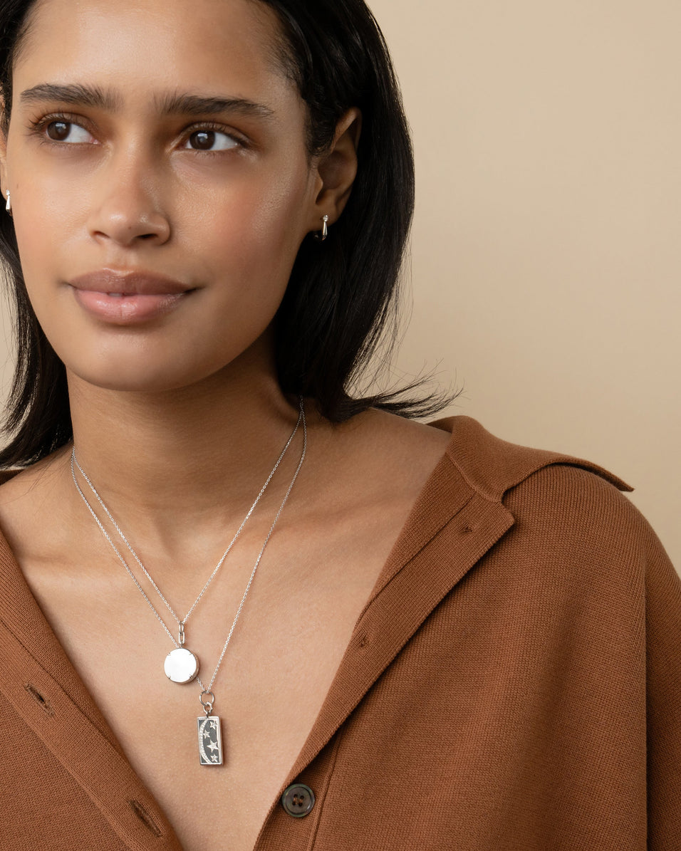 "Brooke" Silver Stone Slim Locket Necklace | Monica Rich Kosann