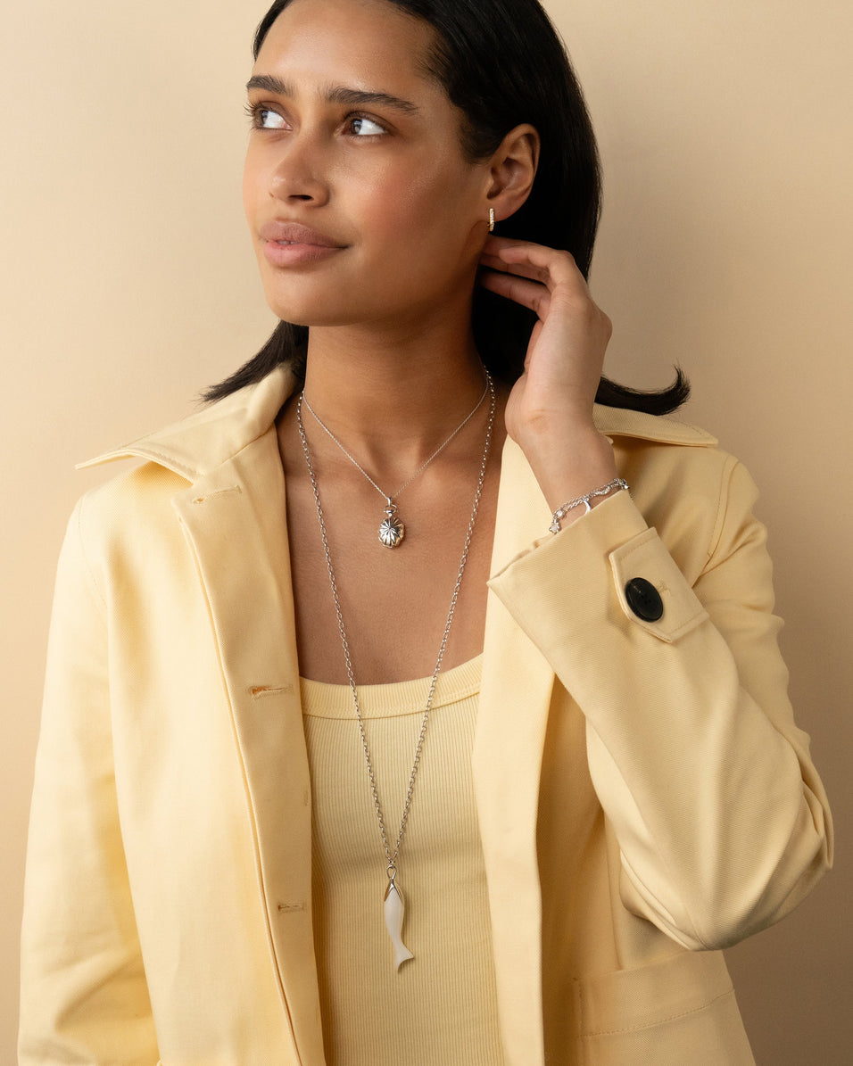 Silver Perseverance Fish Charm Necklace | Monica Rich Kosann