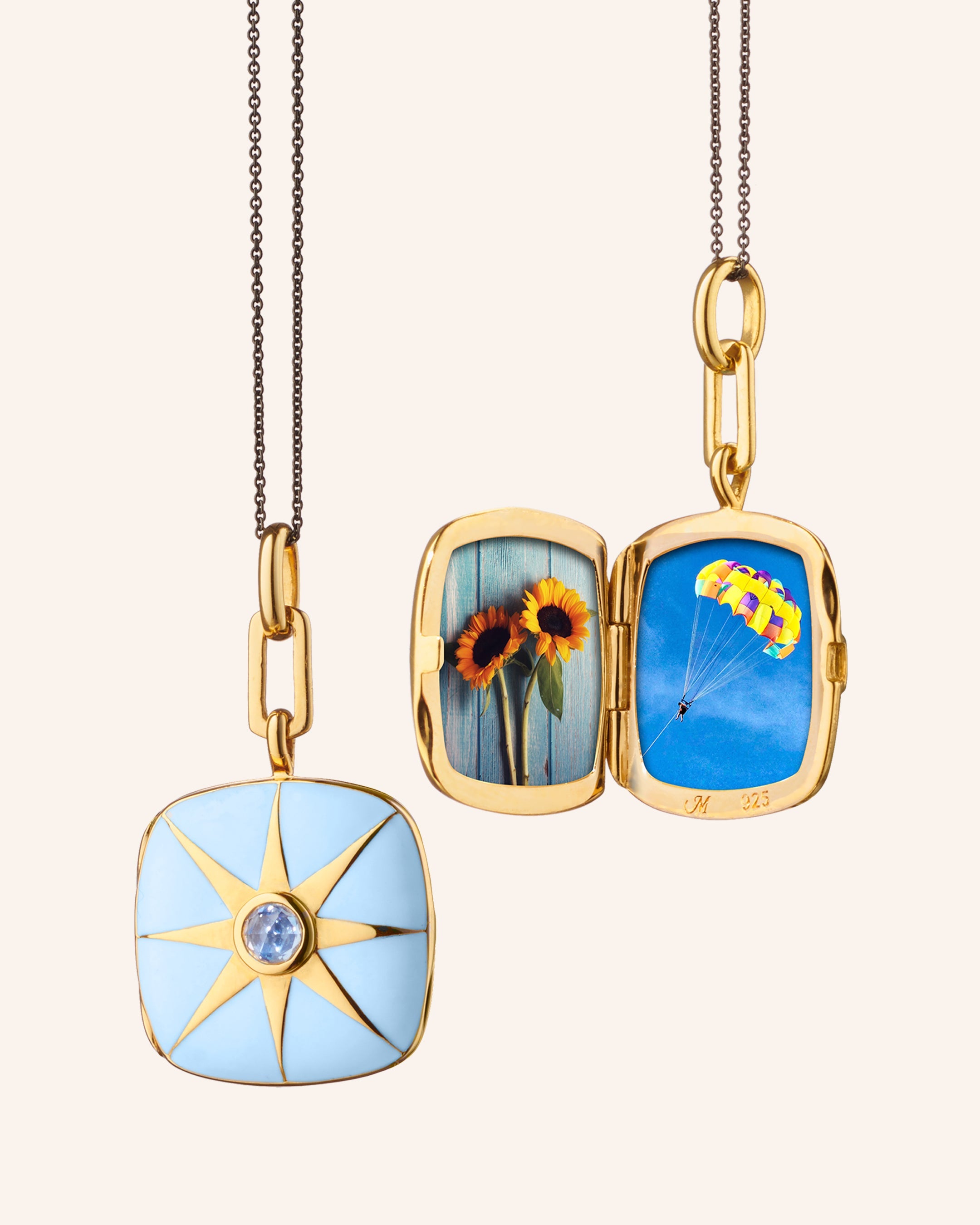 Blue Enamel Vermeil Locket with Sapphire | Monica Rich Kosann
