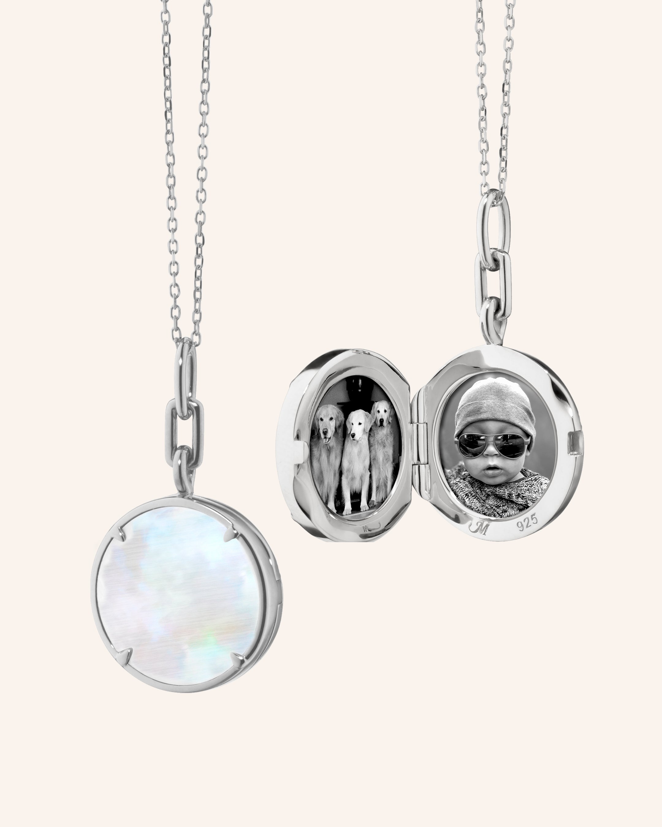 "Brooke" Silver Stone Slim Locket Necklace | Monica Rich Kosann