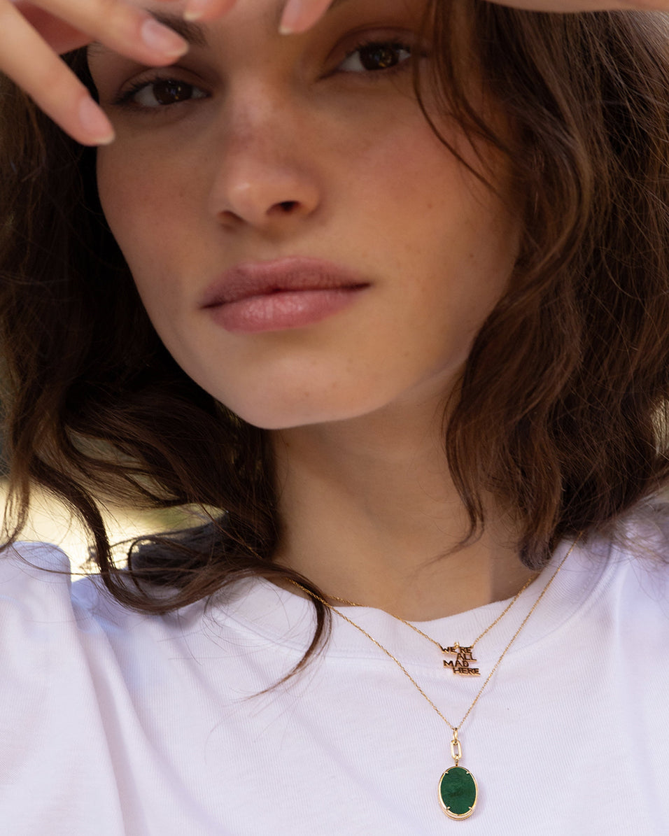 "Elle" Aventurine Stone Slim Locket Necklace by Monica Rich Kosann