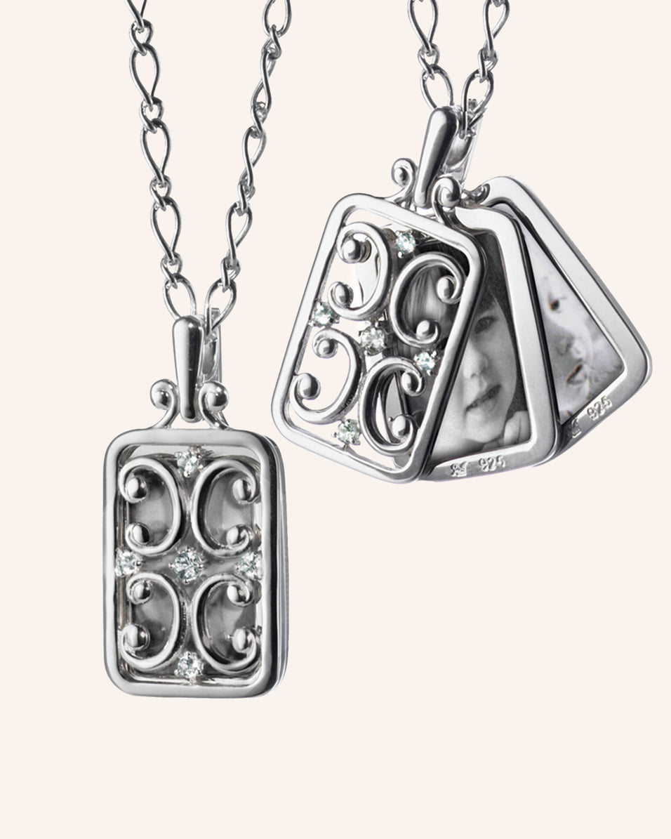 Rectangular Silver & Sapphire Gate Locket | Monica Rich Kosann