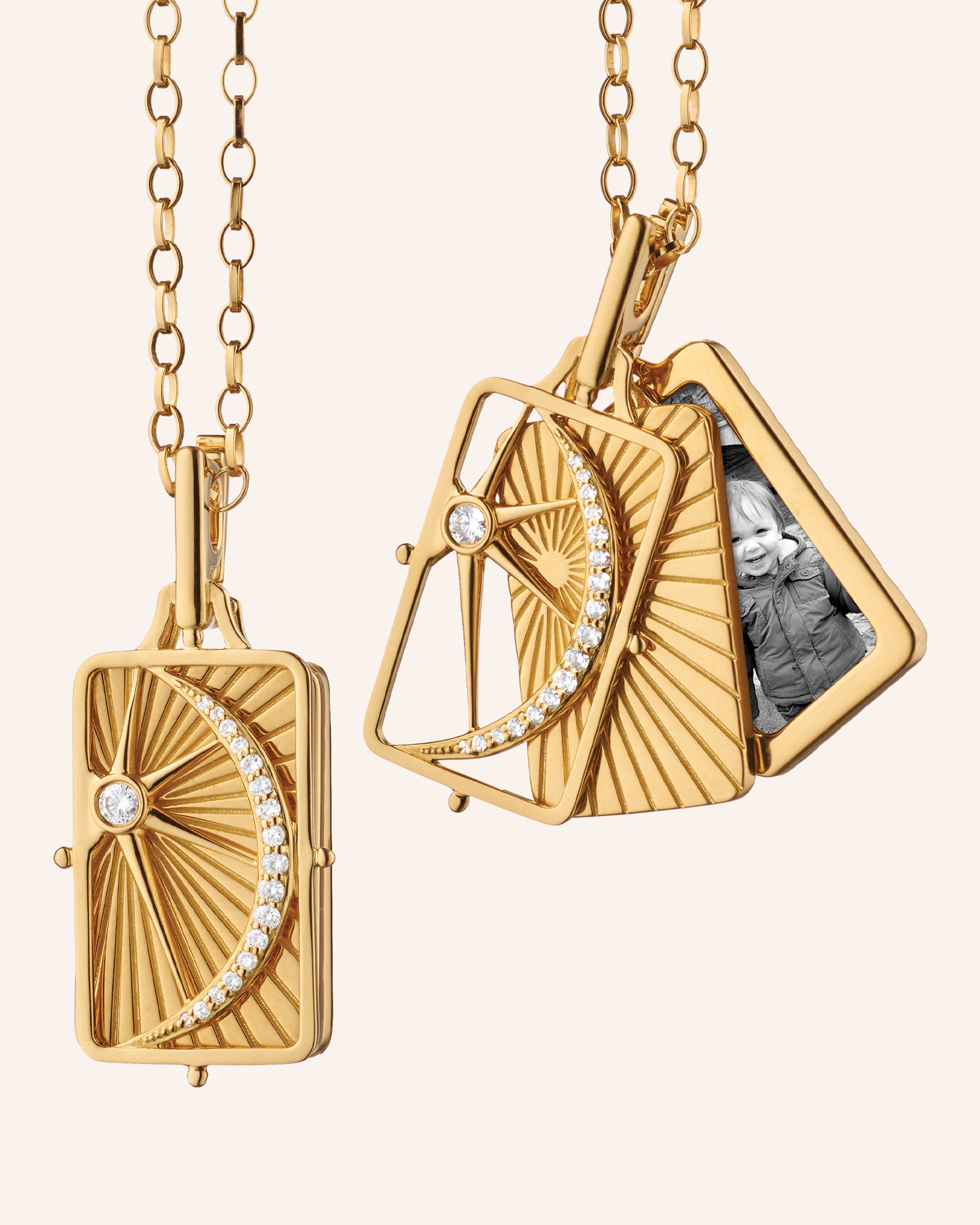 Yellow Gold Sun, Moon & Stars Gate Locket | Monica Rich Kosann