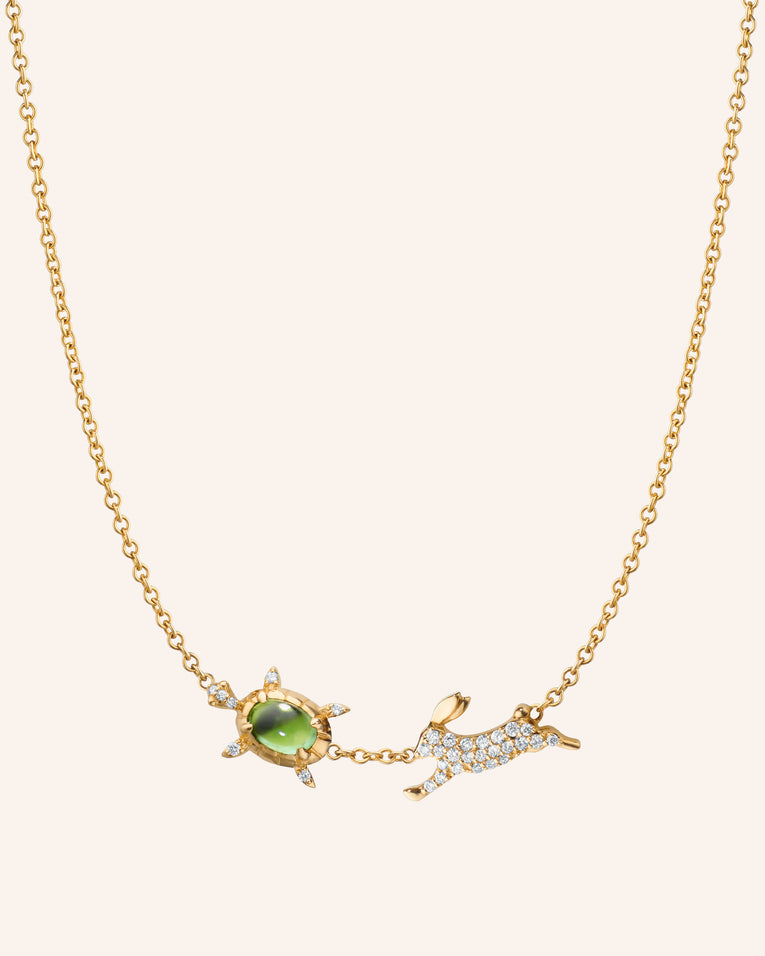 18K Gold Tortoise and the Hare Necklace | Monica Rich Kosann