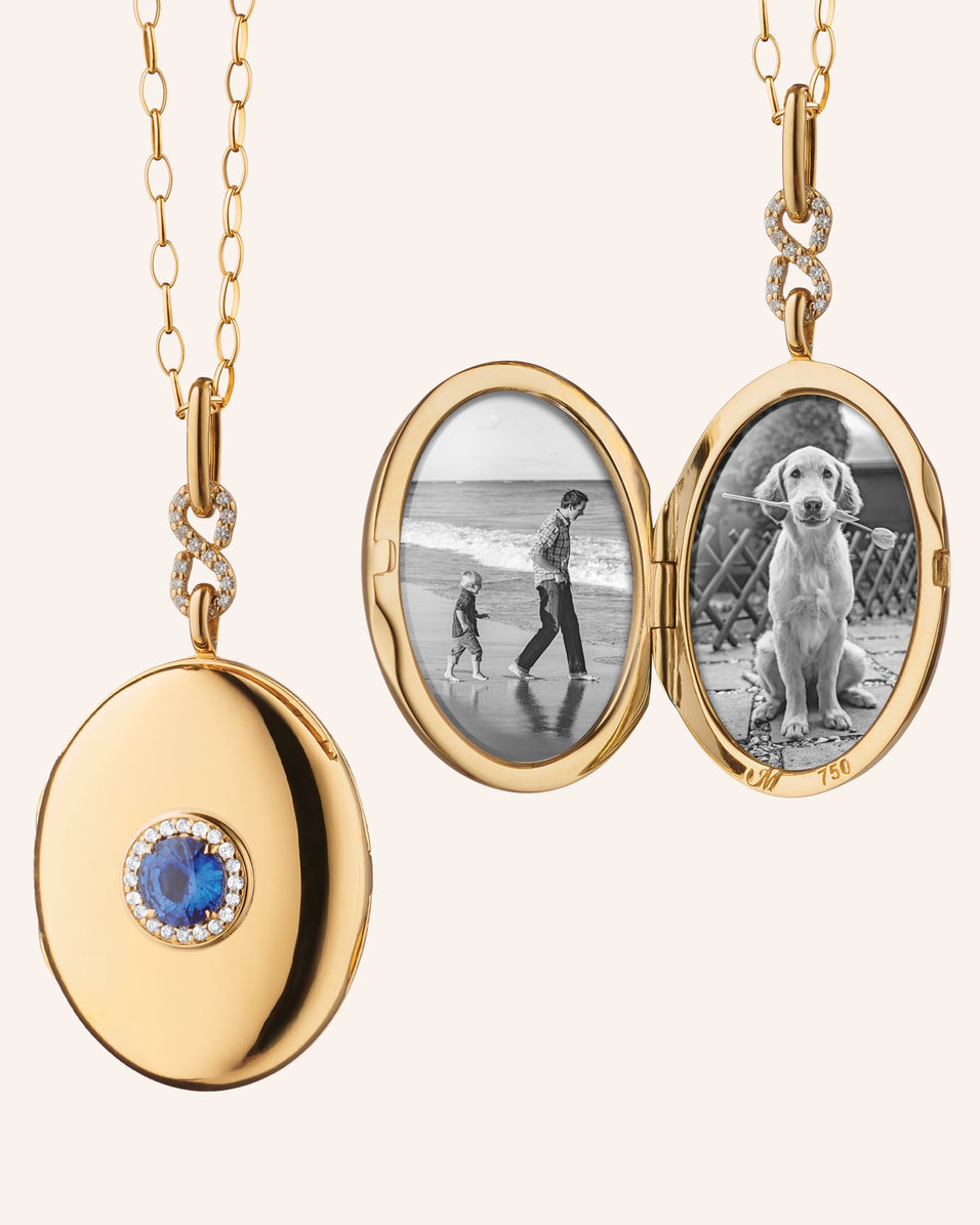 Sapphire Infinity Locket by Monica Rich Kosann