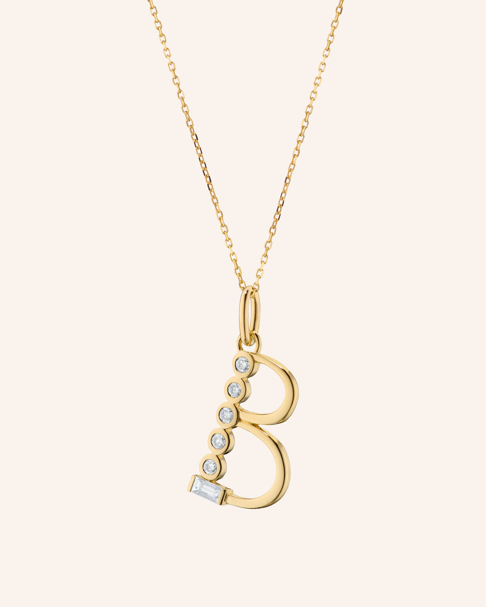 Diamond Initial Pendants 18K Yellow Gold | Monica Rich Kosann