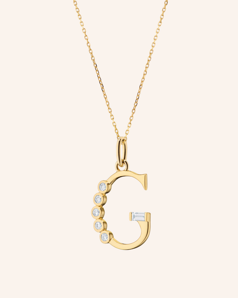 Diamond Initial Pendants 18K Yellow Gold | Monica Rich Kosann