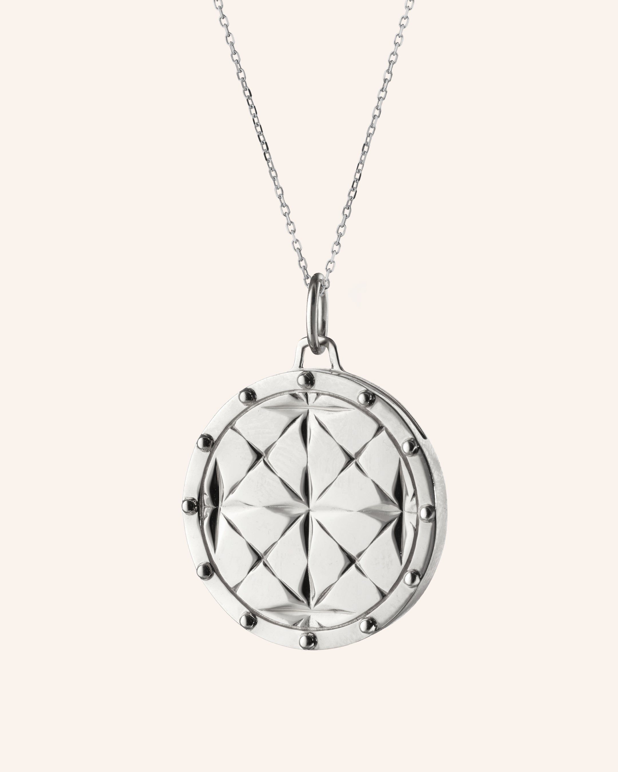 Sterling Silver Round Mosaic Half Locket | Monica Rich Kosann