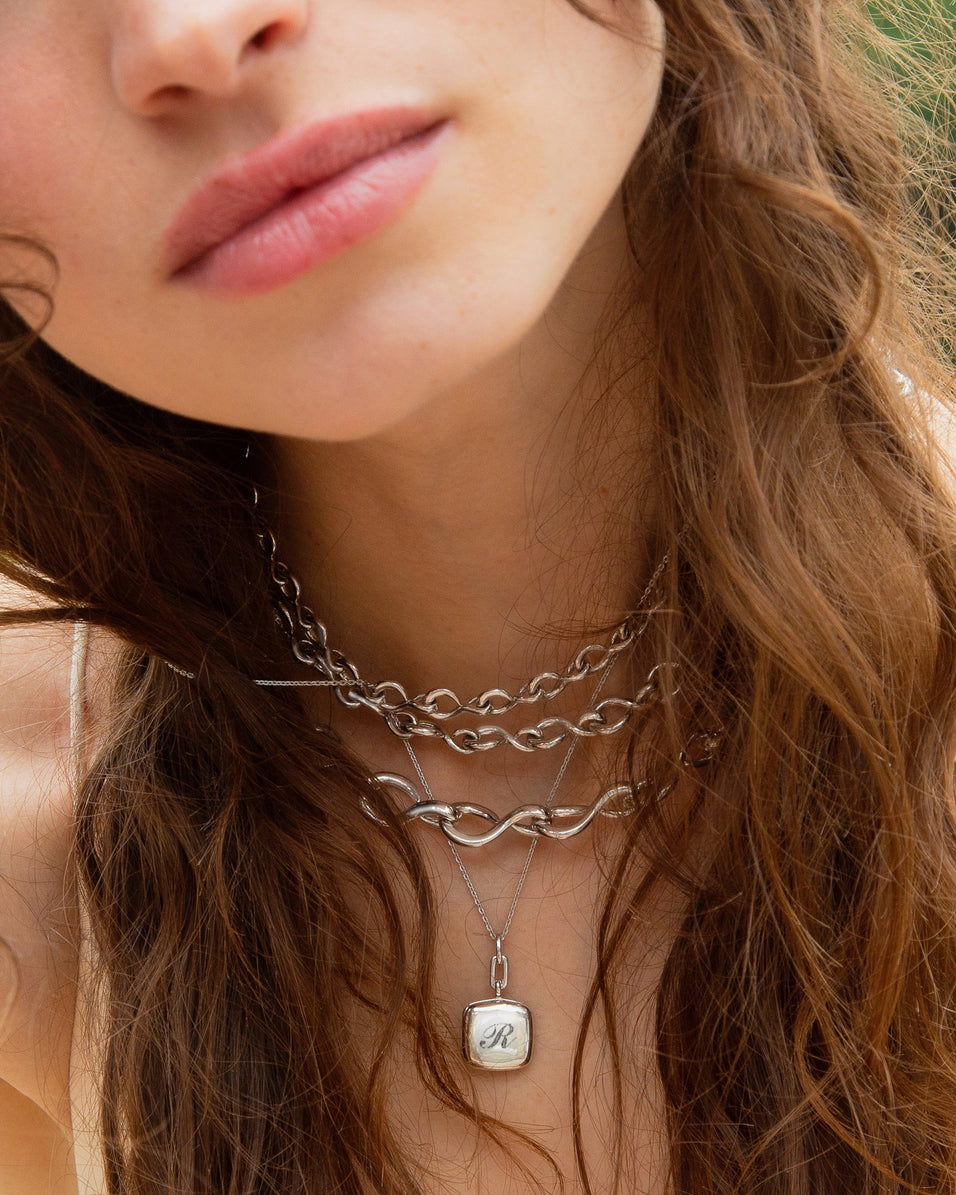 Slim Rose Gold Viv Engraved Locket Necklace | Monica Rich Kosann