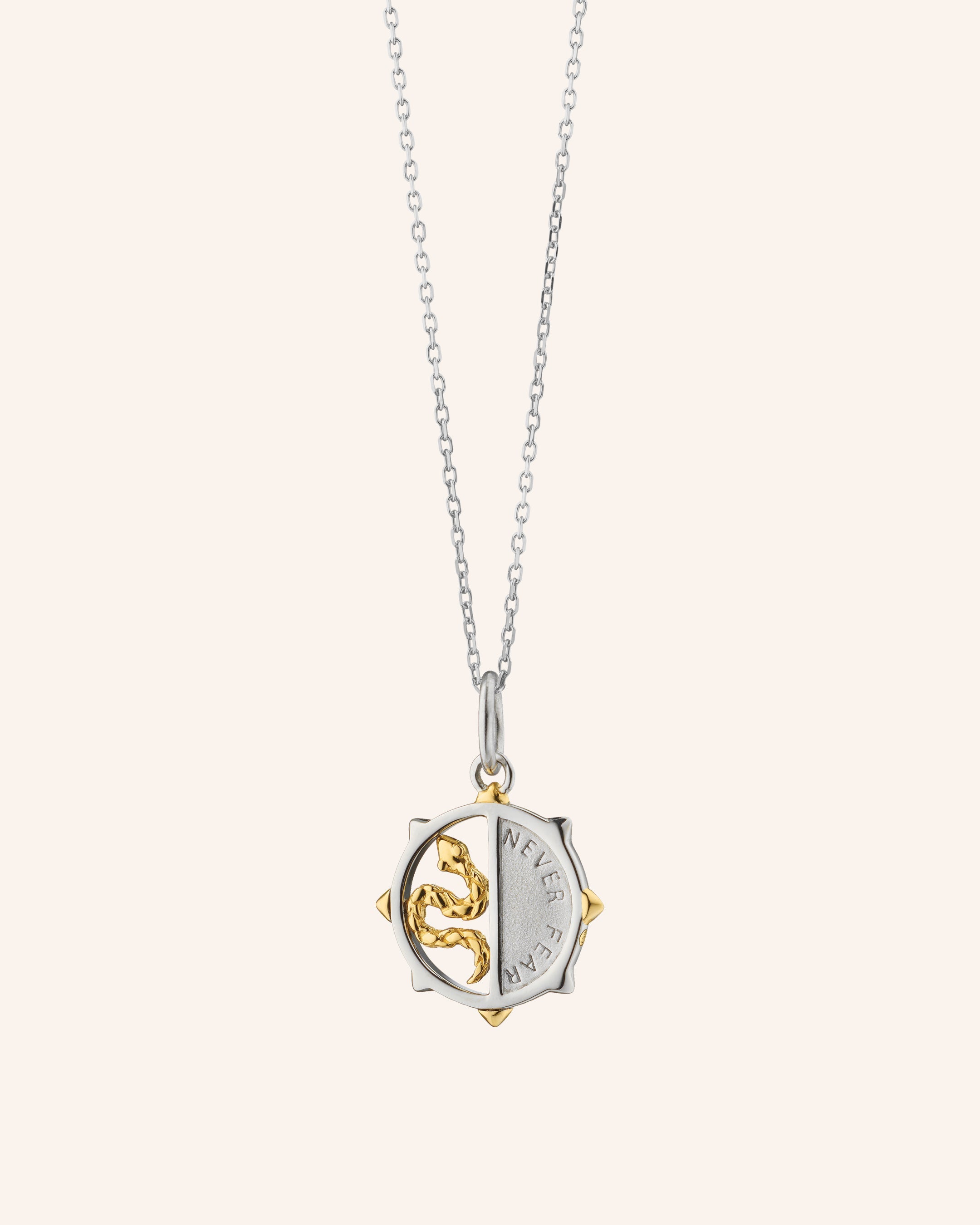 Two-Tone Mini "Never Fear" Snake Medallion | Monica Rich Kosann