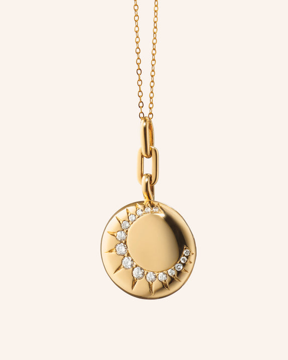"Sun" Gold Locket Necklace with Diamonds | Monica Rich Kosann