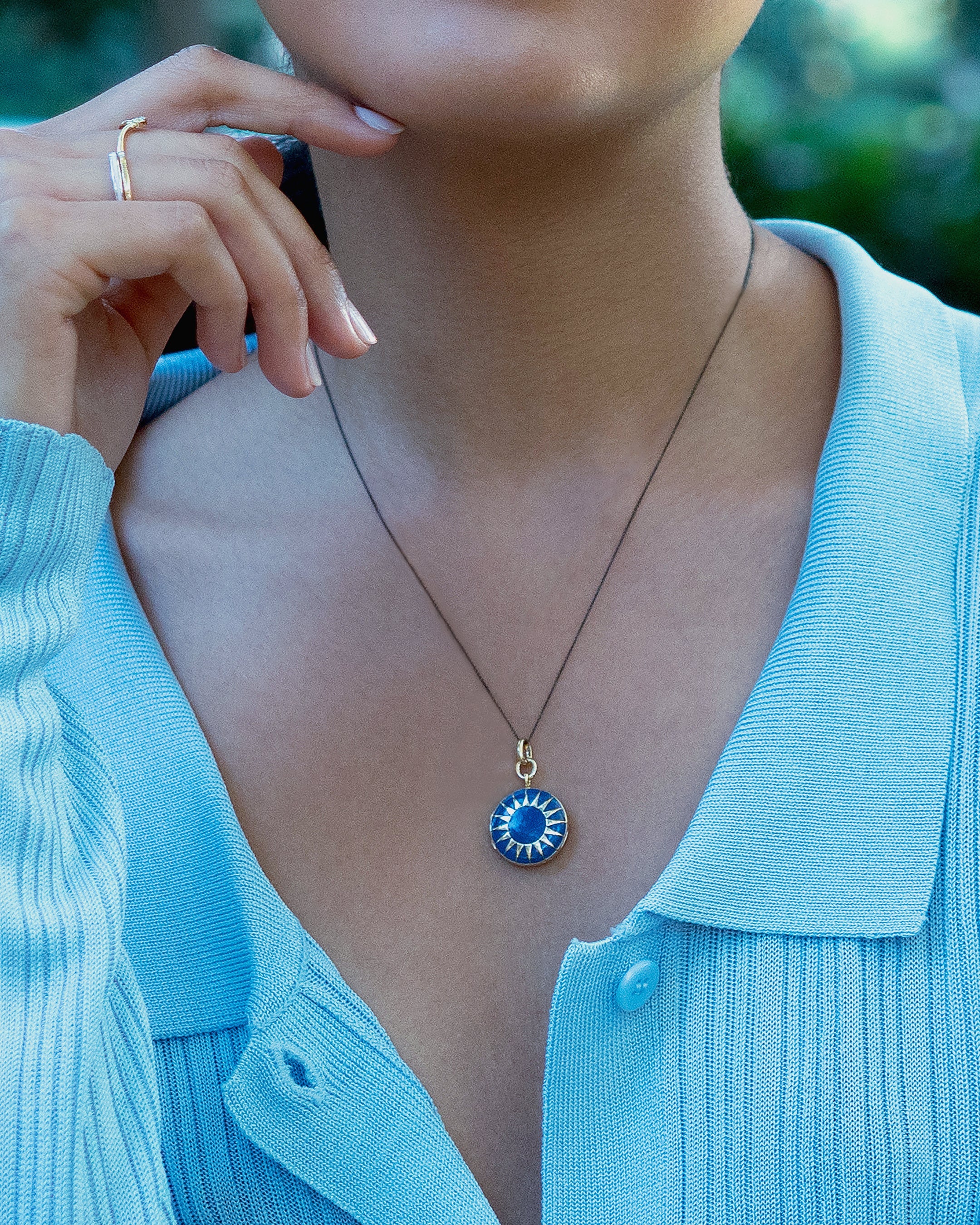 18K Gold Vermeil Locket - Blue | Monica Rich Kosann