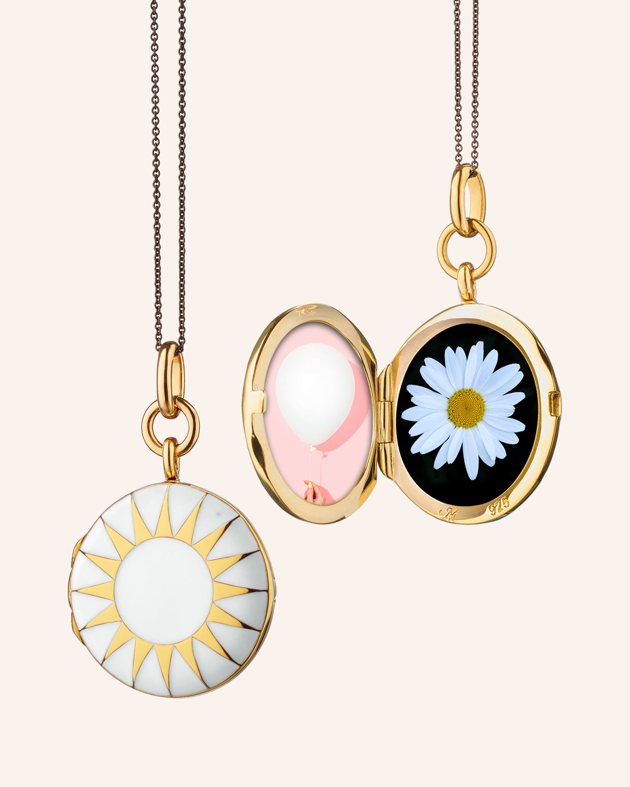 White Enamel and Vermeil Round Locket | Monica Rich Kosann