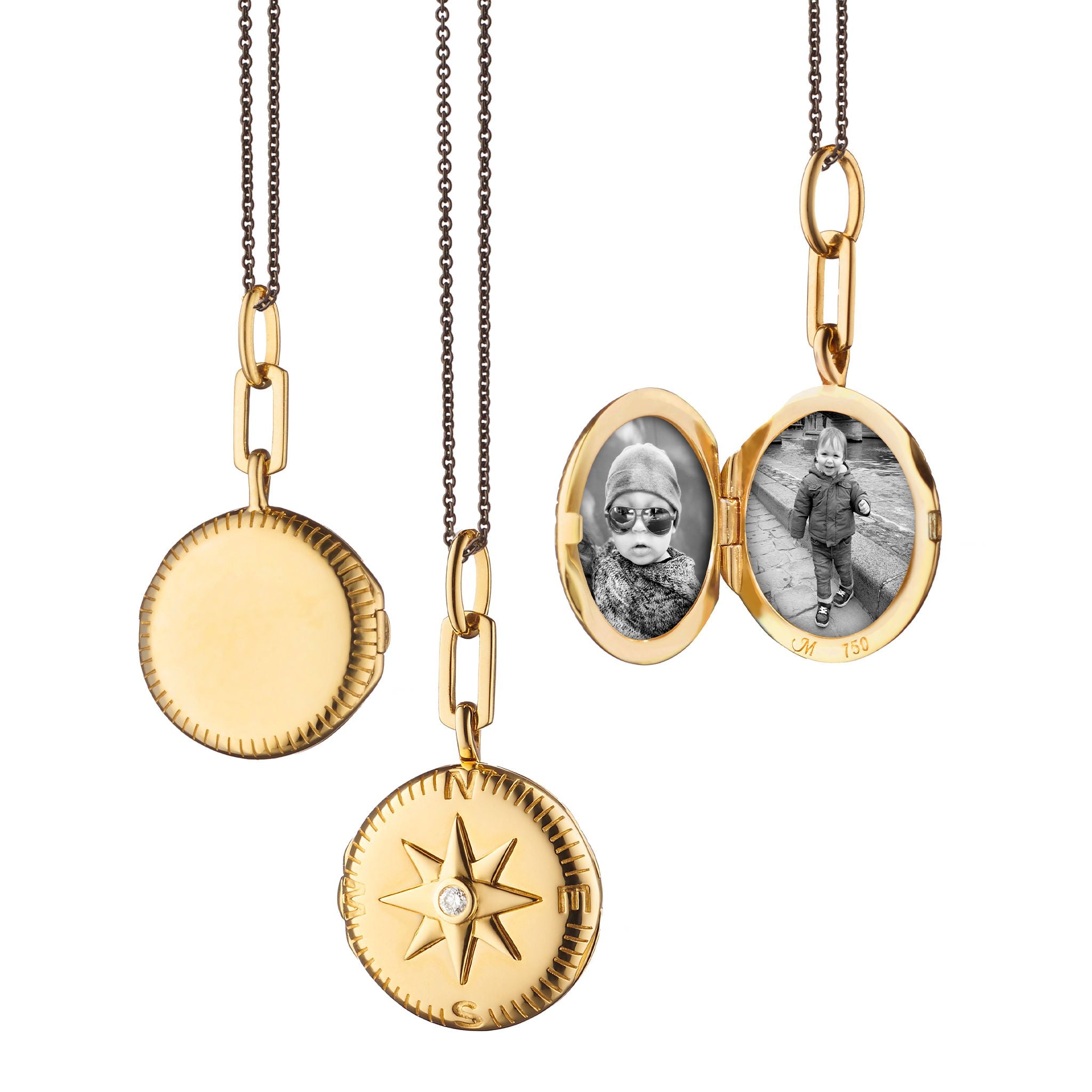 18K Gold Compass Locket Necklace | Monica Rich Kosann