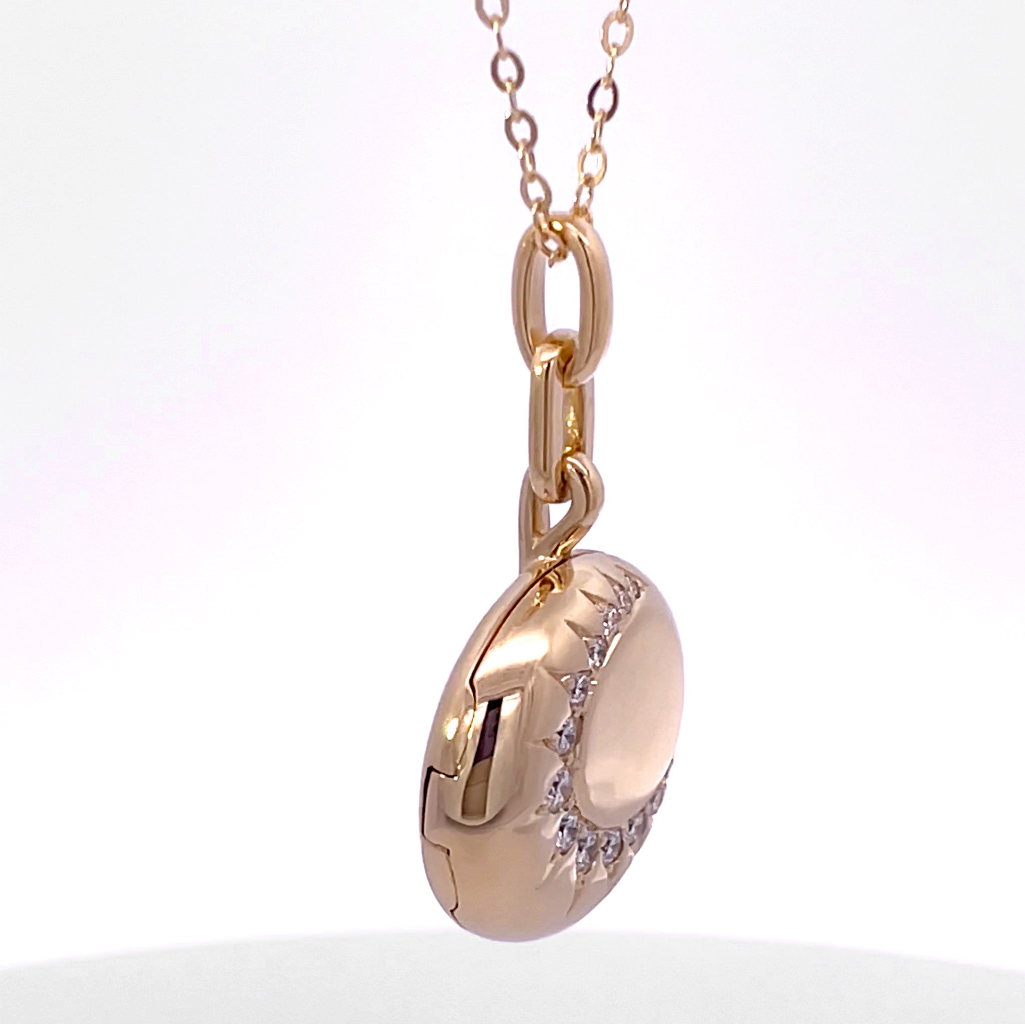 "Sun" Gold Locket Necklace with Diamonds | Monica Rich Kosann