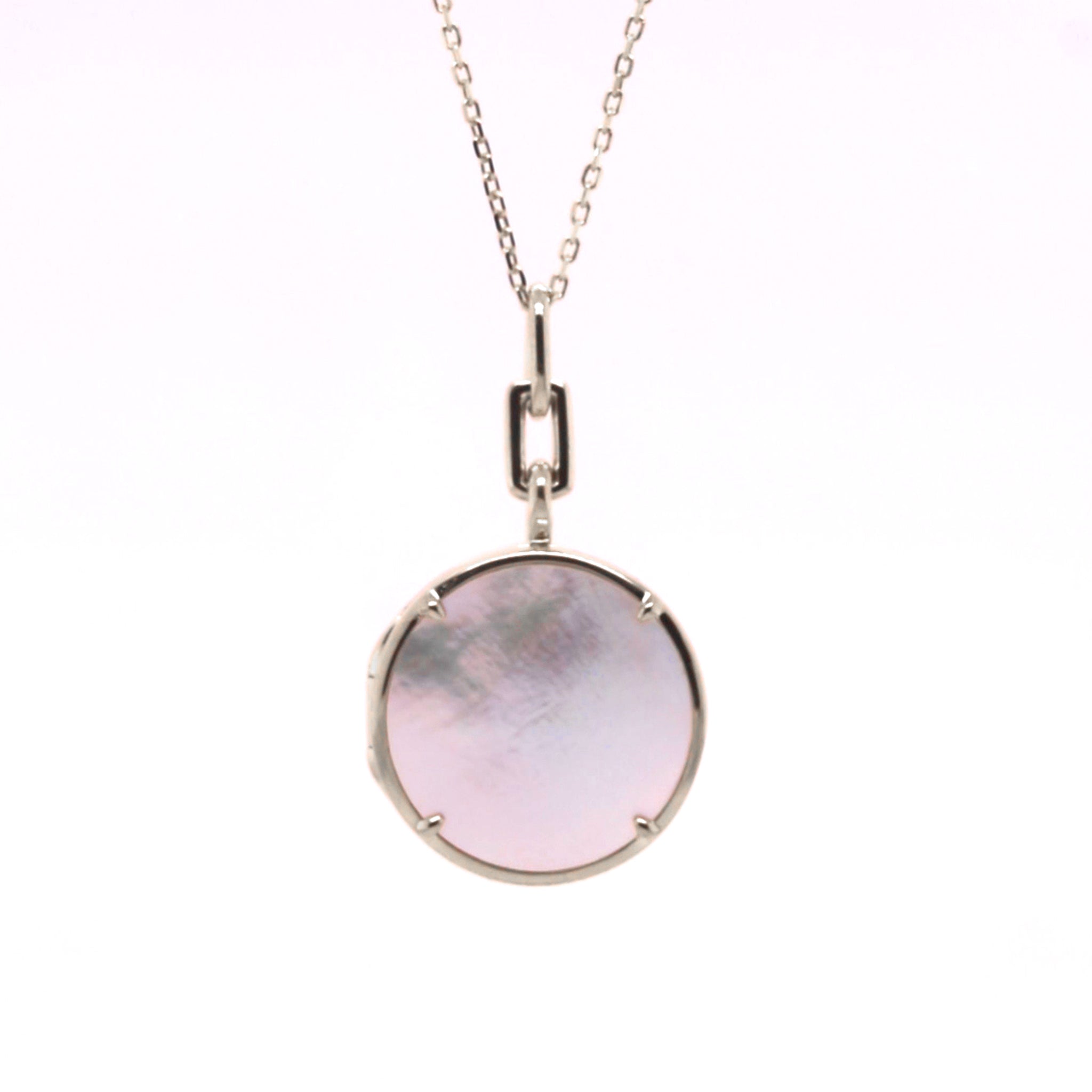 "Brooke" Silver Stone Slim Locket Necklace | Monica Rich Kosann
