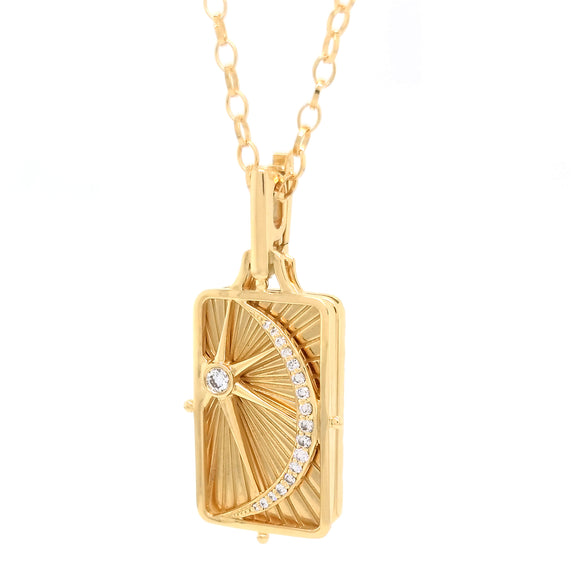 Yellow Gold Sun, Moon & Stars Gate Locket | Monica Rich Kosann
