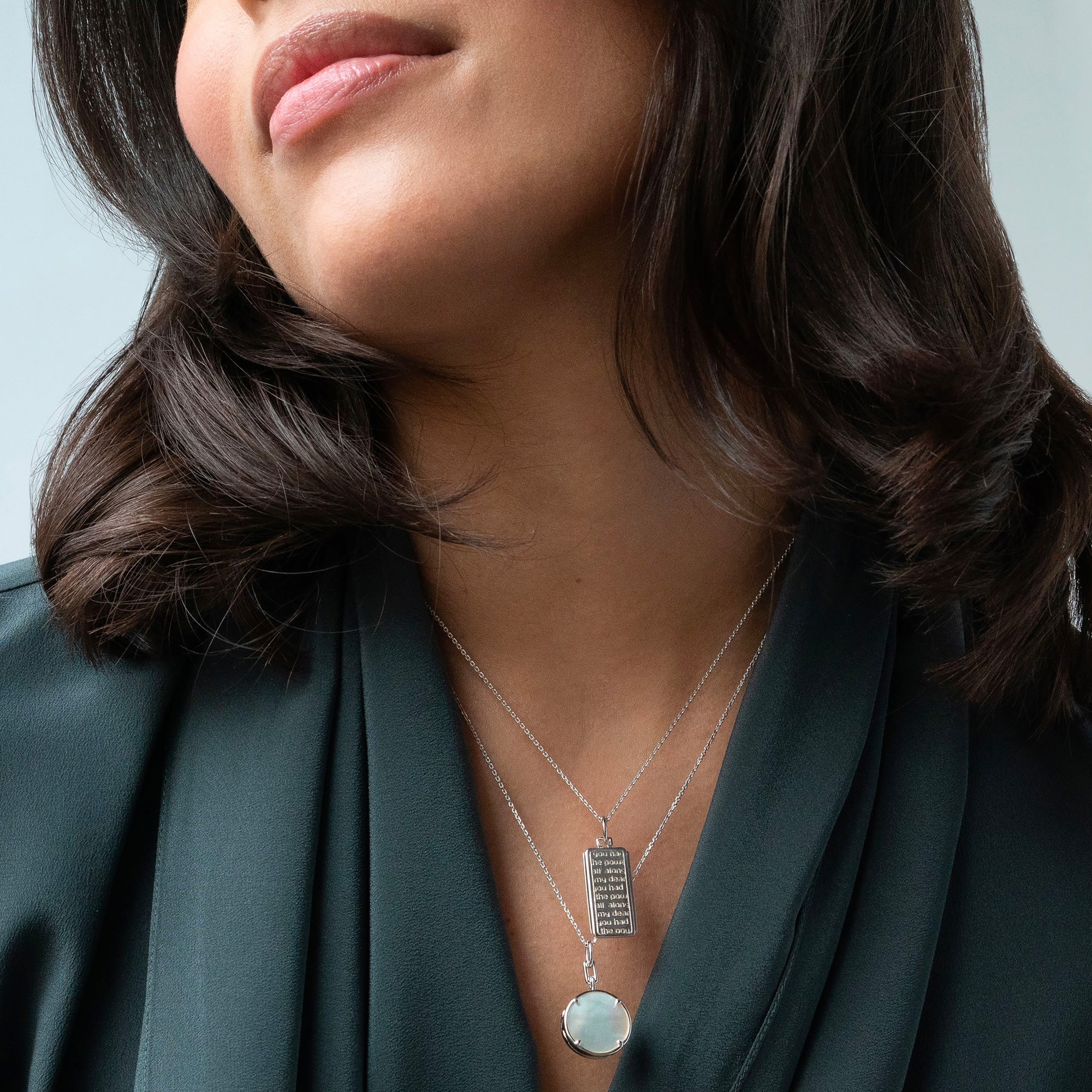 "Brooke" Silver Stone Slim Locket Necklace | Monica Rich Kosann