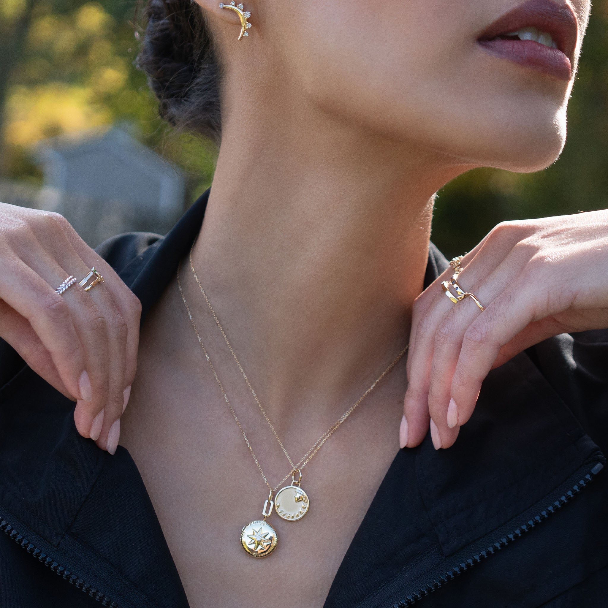 "Adventure" Compass Gold Engraved Locket | Monica Rich Kosann