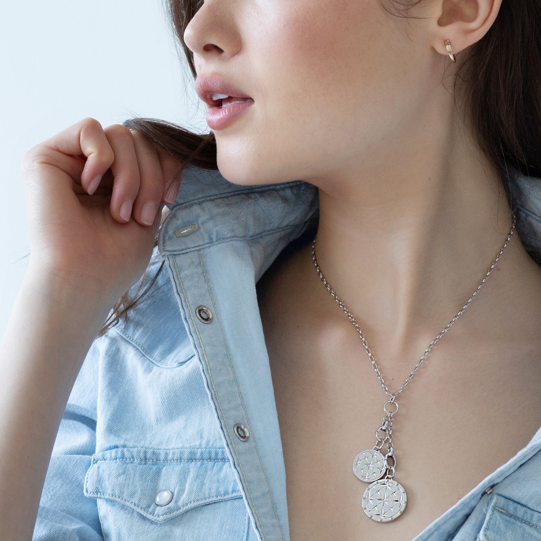 Sterling Silver Round Mosaic Half Locket | Monica Rich Kosann