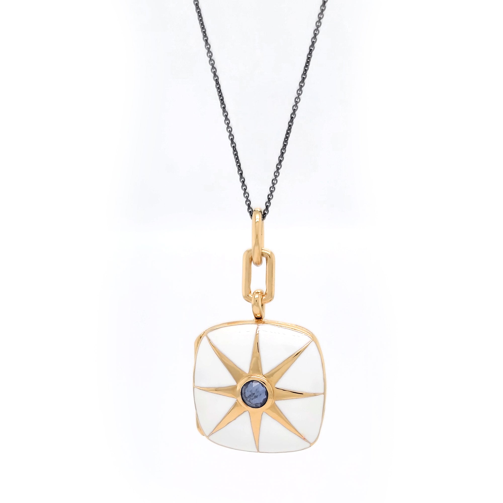 Gold Vermeil White & Sapphire Locket | Monica Rich Kosann