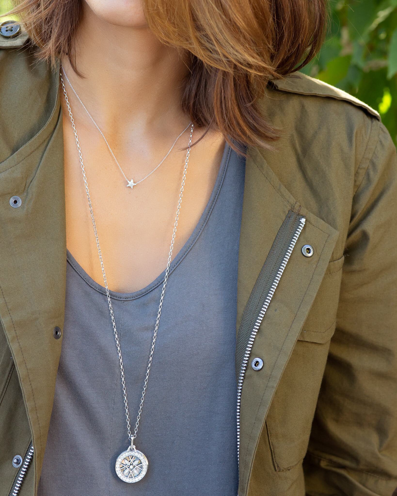 18K White Gold & Diamond Gate Locket - Round | Monica Rich Kosann