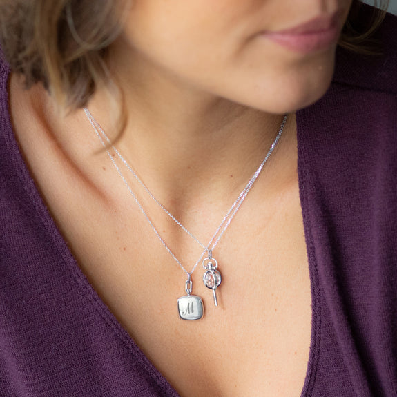 Slim "Viv" Engraved Locket Necklace | Monica Rich Kosann